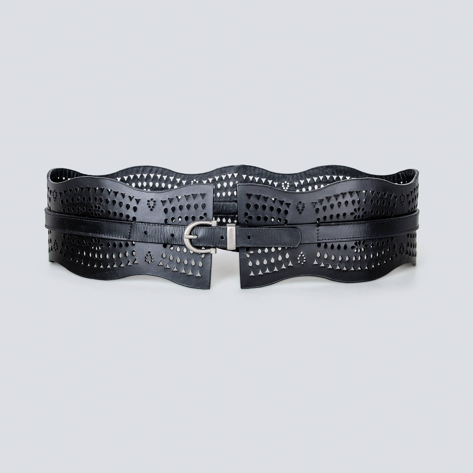 Cinturón en cuero para mujer laser negro – Palazzo Colombia